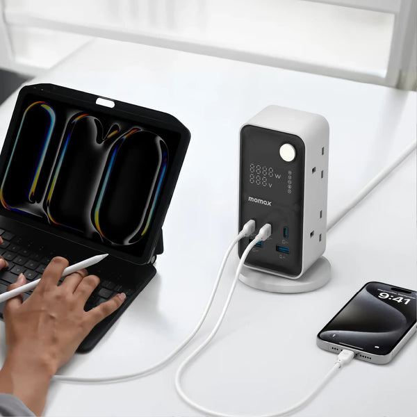 Momax 1-Charge Work Flow 6-Outlet GaN Power Tower 35W with USB Ports ...