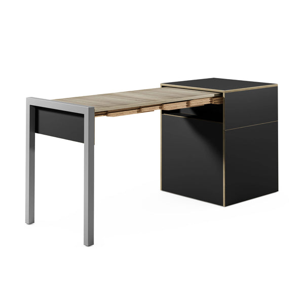 Alwin's Space Box W. Door Extendable Table , Super Matt Black/Platinum ...