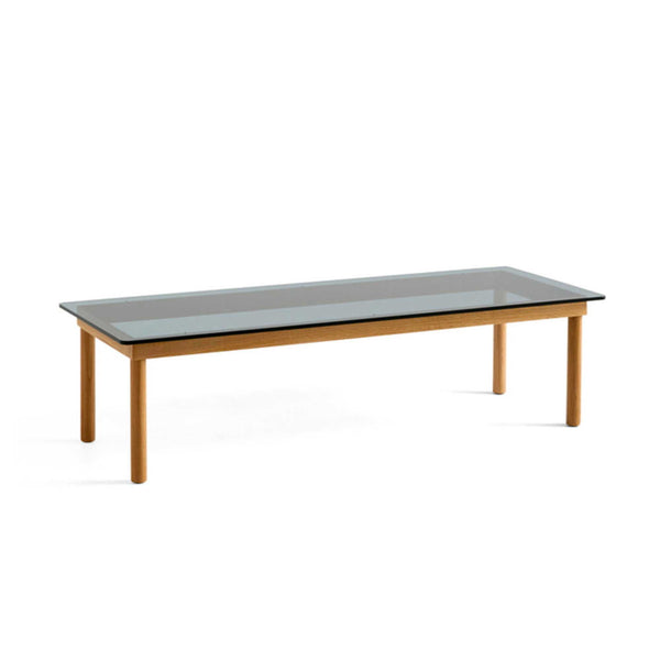 Hay Kofi coffee table with glass top (140x50 cm), oak/grey tinted glas ...