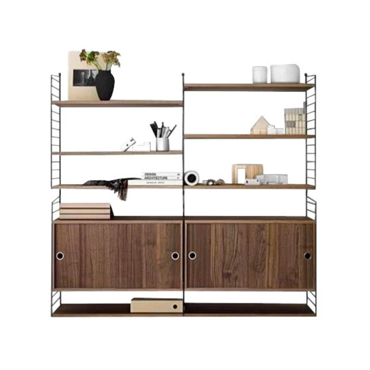 String Shelving Unit 2-Column Cabinet & Shelves Combo W160xD30xH150cm ...