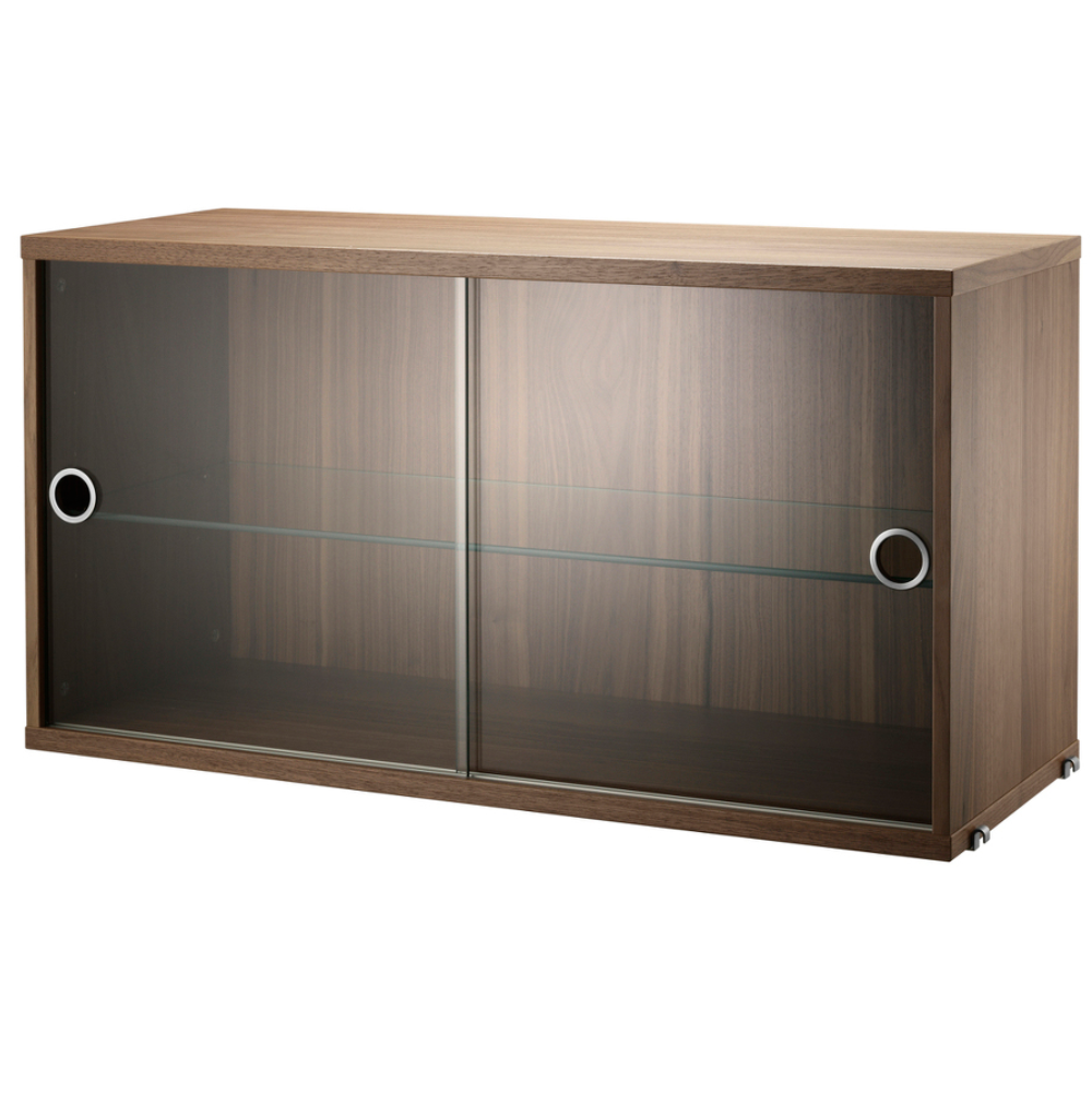 String Display Cabinet with Sliding Glass Doors W78xD30cm - HOMELESS.hk